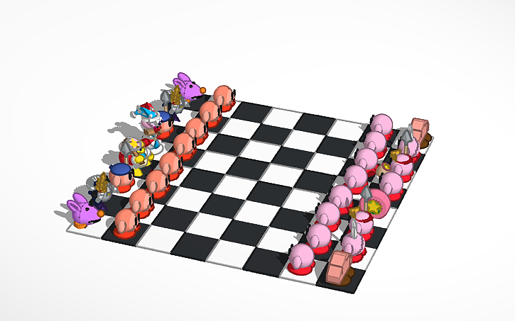3D design improved Kirby Chess Set - Tinkercad