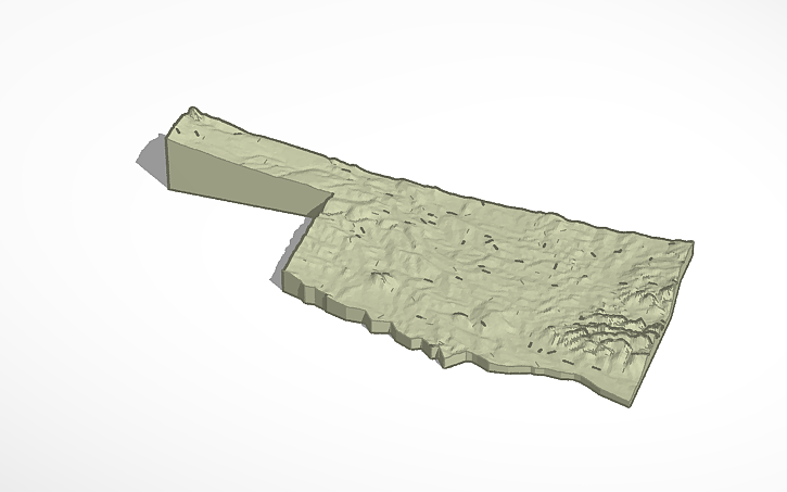 3D design Oklahoma Topographic Map 6500% Height Scale | Tinkercad