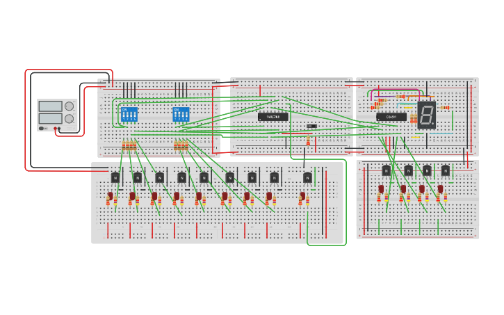 Circuit design Additionneur 2 Quartet - Tinkercad