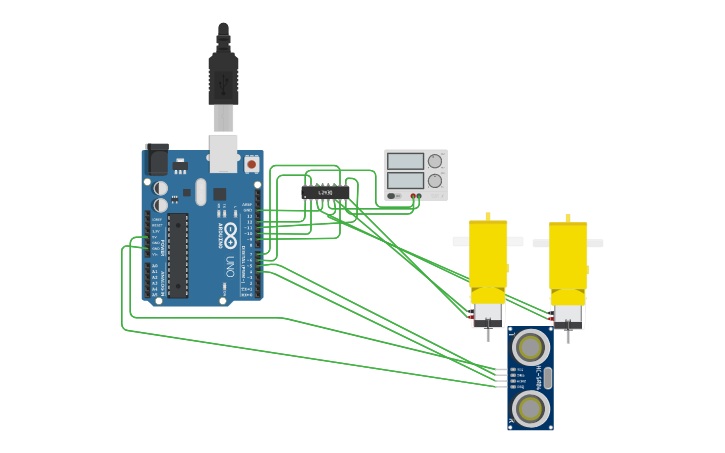 Circuit design Obstacle avoider - Tinkercad