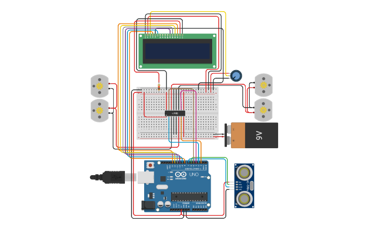 Circuit Design Obstacle Avoiding Robot Tinkercad