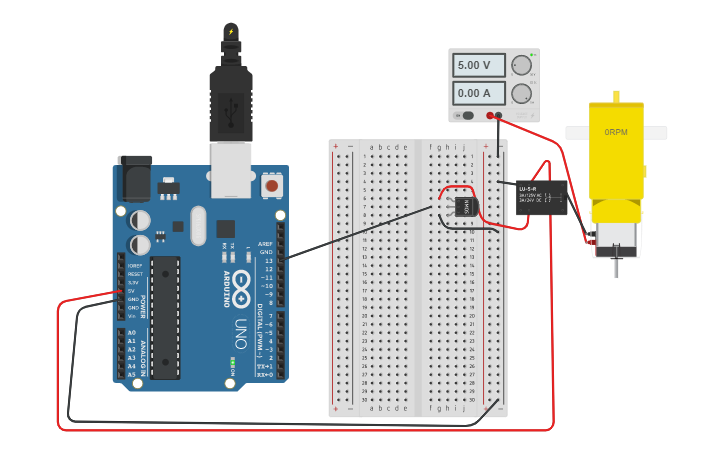 Circuit design Relay exercise | Tinkercad