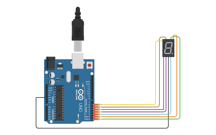Circuit design display de 7 segmentos - Tinkercad