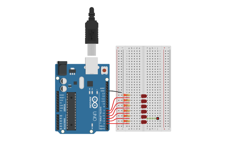 Circuit design CODE.digitalWriteLED.for.loop.ii | Tinkercad