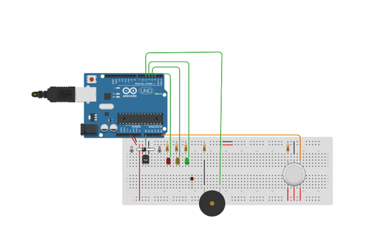 Circuit design final fire alarm | Tinkercad