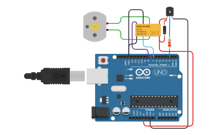 Circuit design Arduino Relay motor direction control - Tinkercad