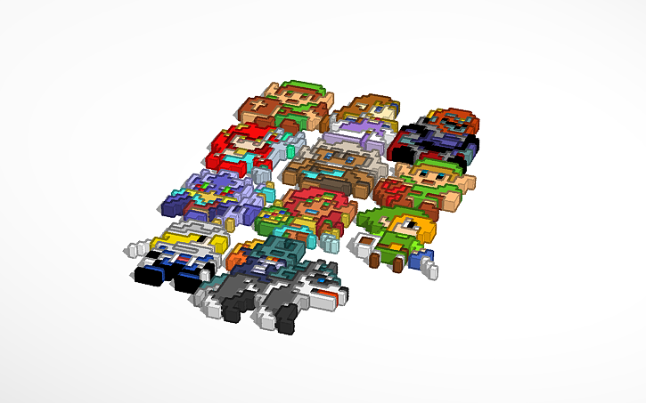 3d Design 8 Bit Zelda Characters Tinkercad