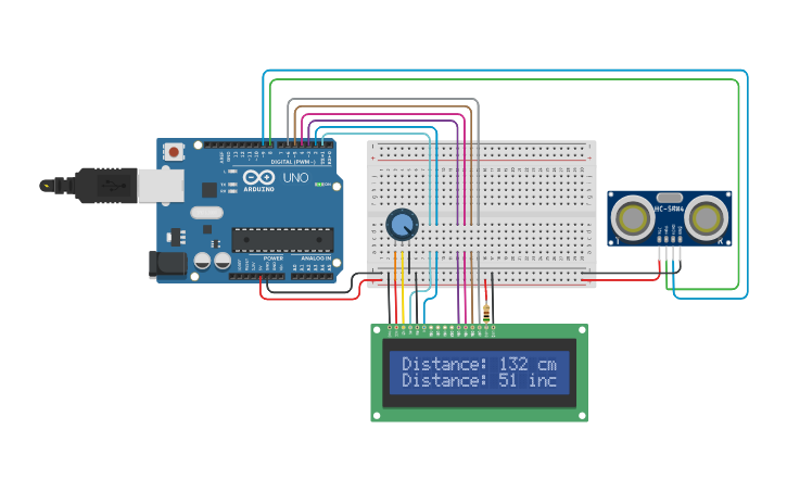 Circuit design Ultrasonic Sensor (HC-SR04) - Tinkercad