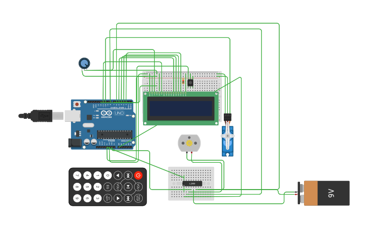 Circuit design IR Mando/motor/servo | Tinkercad