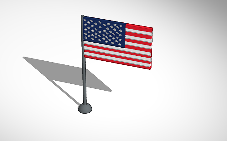 3D design USA flag on pole - Tinkercad