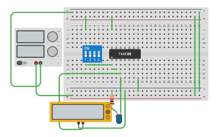 Circuit design 3_5_NOT Gate Using NAND Gate | Tinkercad