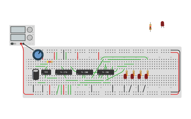Circuit design Secuenciador de Luces - Tinkercad