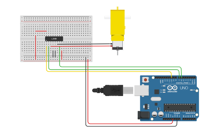 Circuit design Copy of Motor control using a L298N H-bridge - Tinkercad