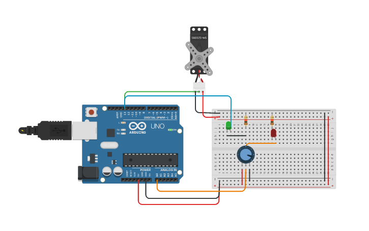 Circuit design Actividad 5 servomotor - Tinkercad Circuit design Actividad 5 servomotor - Tinkercad
