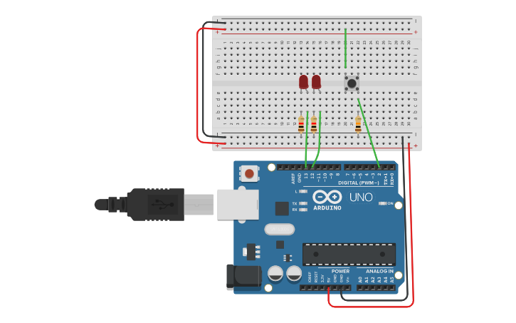 Circuit design Railroad Crossing AD - Tinkercad