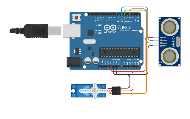 Circuit design ARDUINO TRASH BOT - Tinkercad