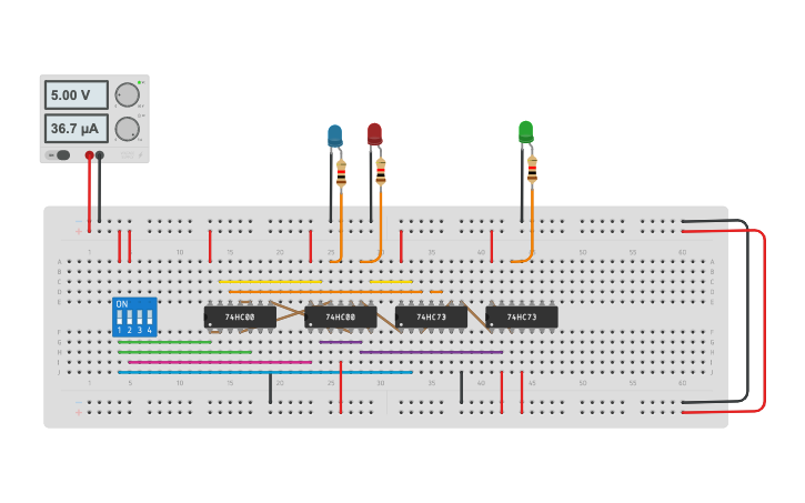 Circuit Design 3 Bit Asynchronous Up Down Counter Tinkercad