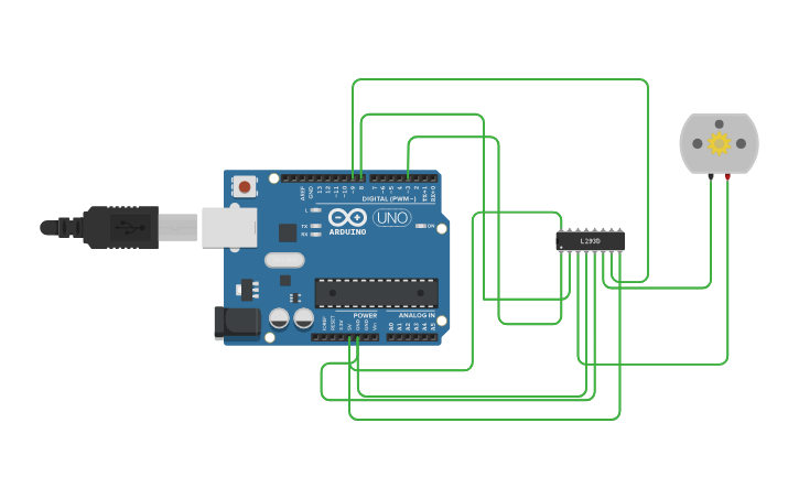 Circuit design DC motor using L2930 - Tinkercad