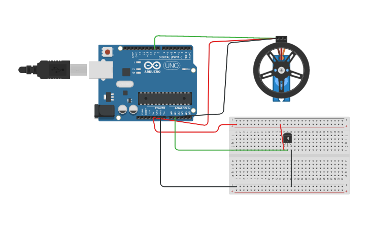 Circuit design continuos rotation servomotor and a temperature sensor ...
