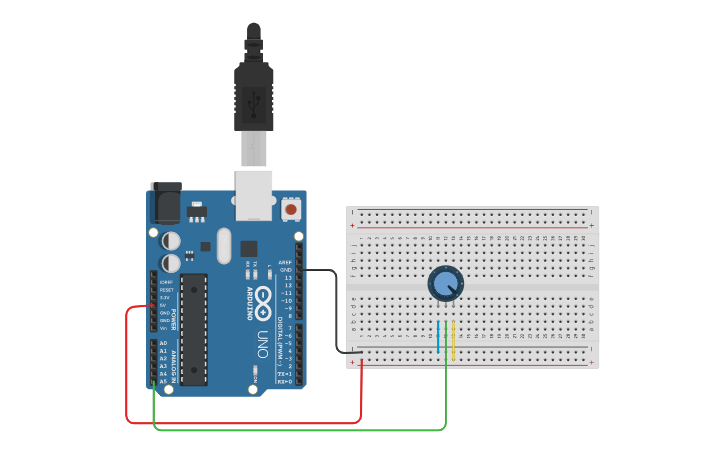 Circuit design Arduino y potenciometro - Tinkercad