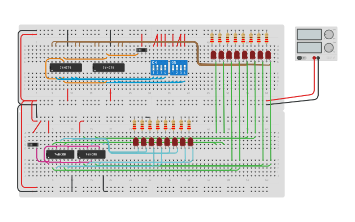 Circuit design 8-Bit Register - Tinkercad