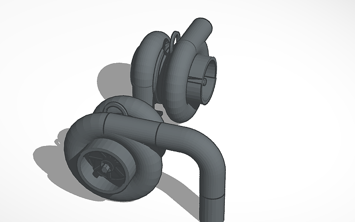 3D design Turbo with Down Pipe/ Normal turbo - Tinkercad