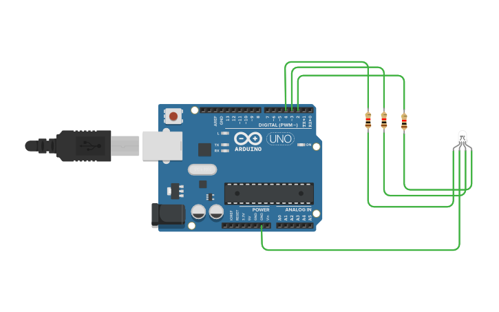 Circuit design Simple RGB Arduino - Tinkercad