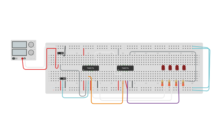Circuit design Shift register - Tinkercad