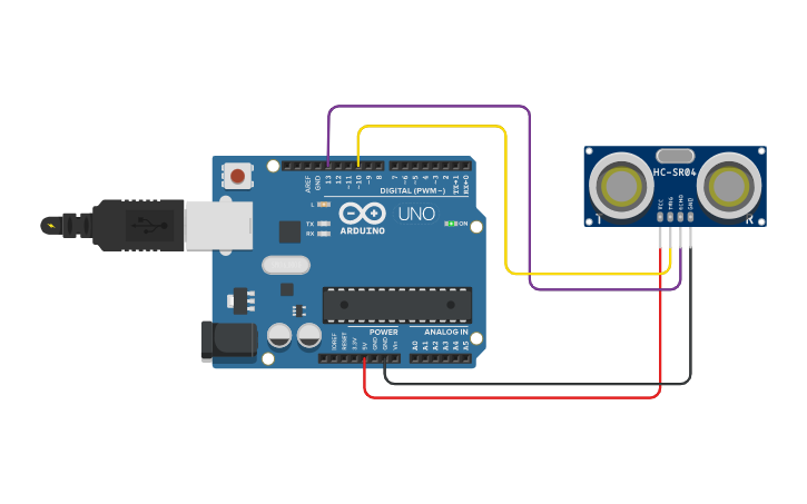 Circuit Design Proximity Alarm Tinkercad