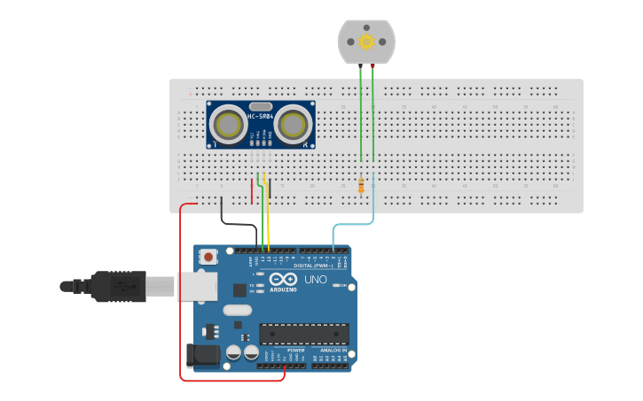 Circuit design Sensor con Motor - Tinkercad