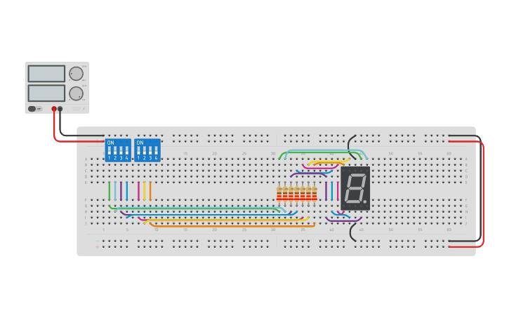 Circuit design Seven Segment Display - Tinkercad