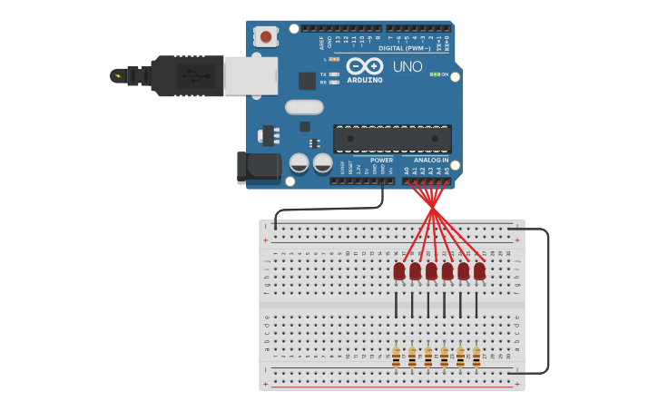 Circuit design Integer To Binary | Tinkercad