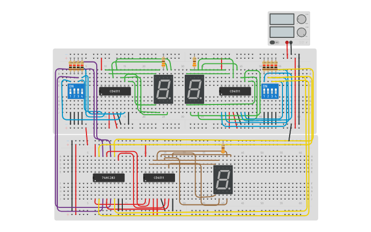 Circuit design DISPLAY 7 SEGMENTOS - Tinkercad