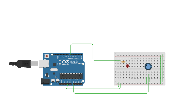 Circuit design Circuito 3 (Arduino IN analogo y OUT digital) | Tinkercad
