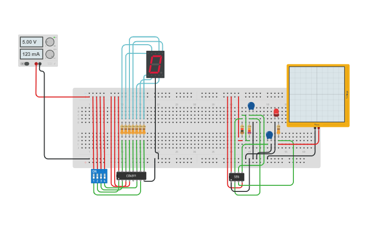 Circuit Design Bcd To 7 Segment And 555 Timer Tinkercad