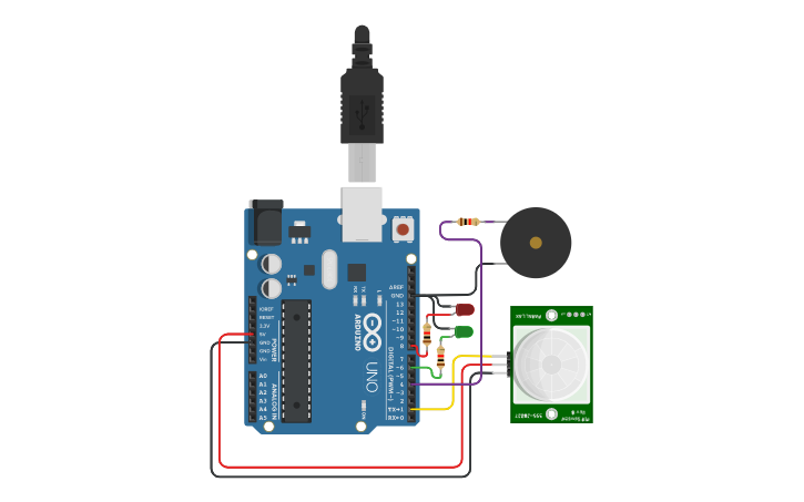 Circuit Design Motion Sensor Led Sound Tinkercad