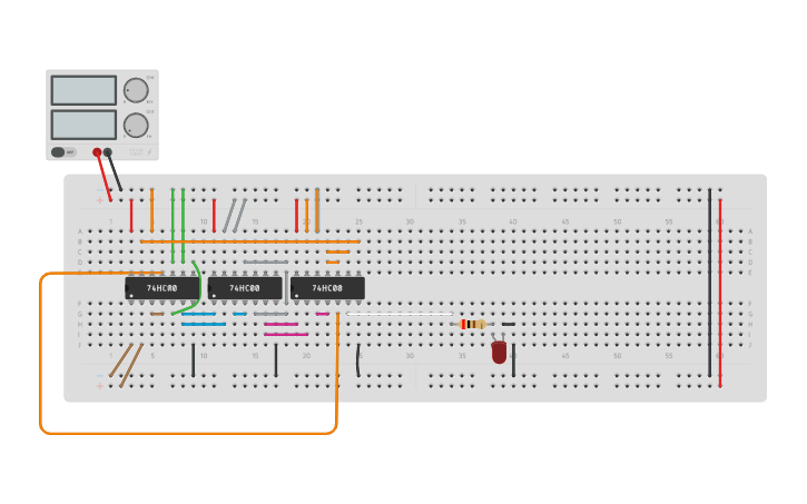 Circuit design PRACTICA 2, DISEÑO DIGITAL, CIRCUITO LOGICO NAND | Tinkercad