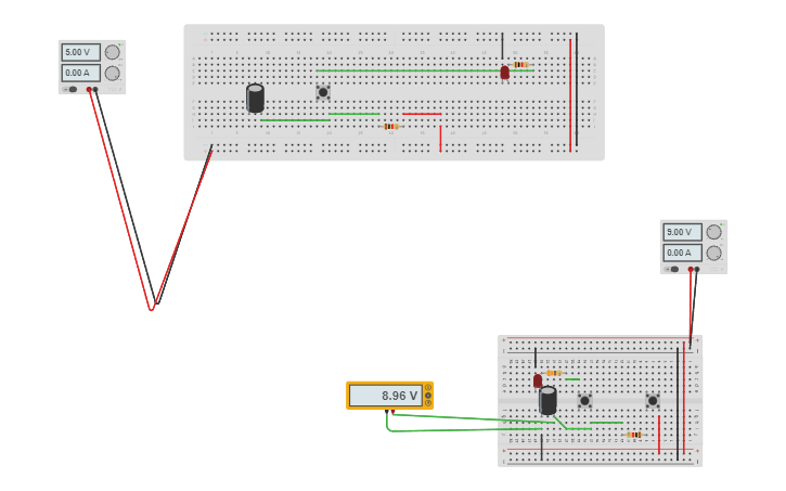 Circuit design Copy of Capacitor/Led - Tinkercad