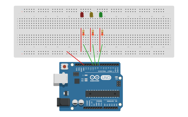 Circuit design Traffic Light | Tinkercad