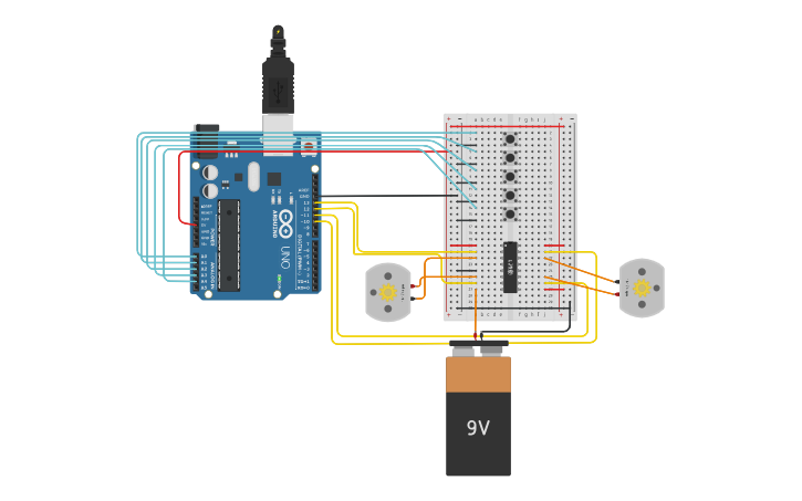 Circuit design Remote Controlled Robot - Tinkercad