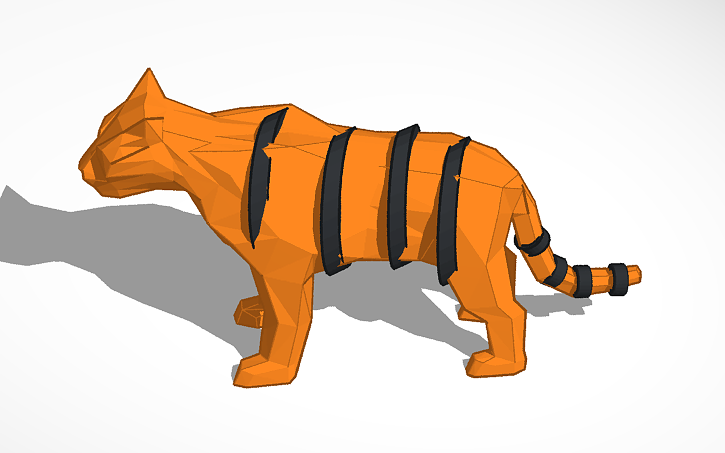 3D design adorable tiger - Tinkercad