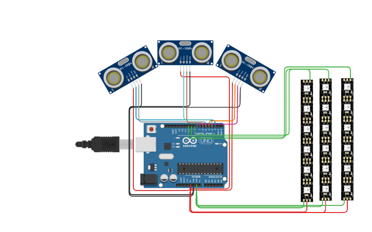 Circuit design 3Ultrasonic Sonar - Tinkercad