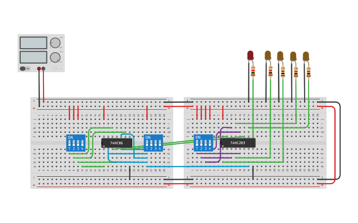 Circuit Design 4 Bit Binary Adder Subtractor Tinkercad