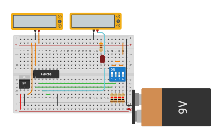 Circuit design TpInfoInstrum TP1 test 7400 | Tinkercad