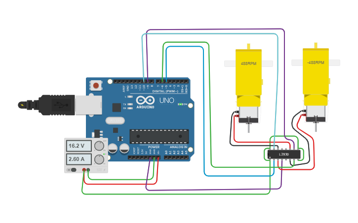 Circuit design Arduino Robot Starter | Tinkercad