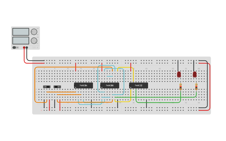 Circuit design Half sub using 2:4 decoder | Tinkercad