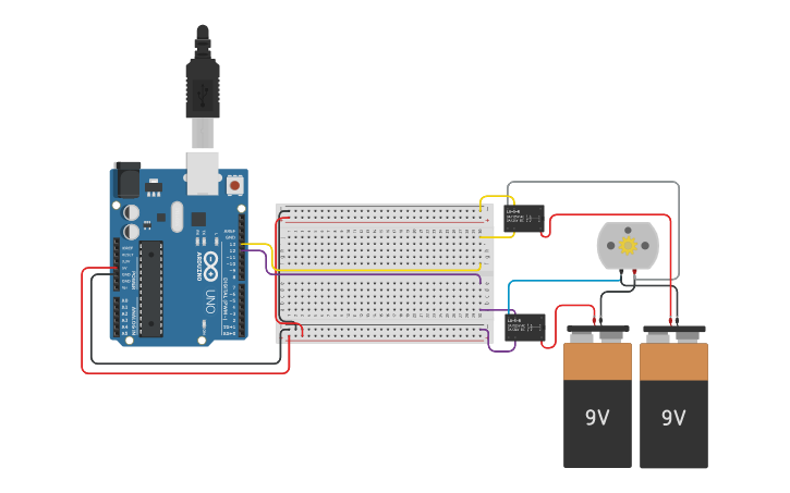 Circuit design 1 DC Motor with Relay | Tinkercad