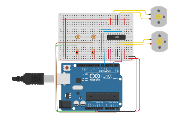 Circuit Design Fotorresistor Tinkercad