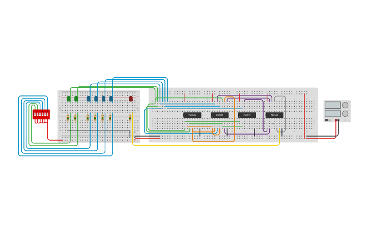 Circuit Design 4x1 Multiplexer Tinkercad
