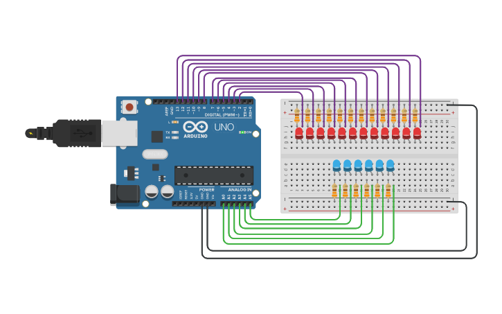 Circuit design Secuencia de luces | Tinkercad